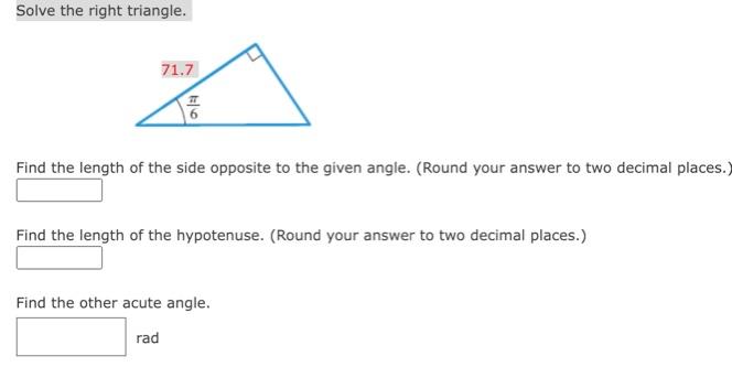 Solved Solve the right triangle. Find the length of the side | Chegg.com
