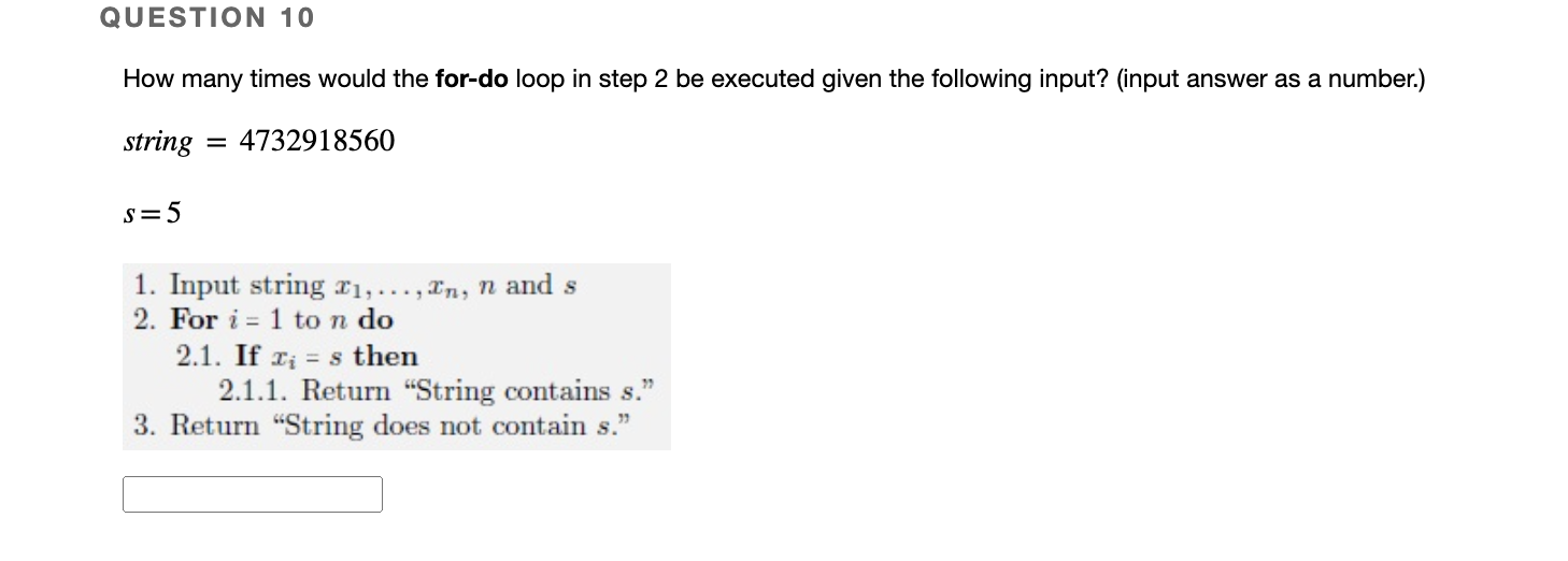 Solved How many times would the for-do loop in step 2 be | Chegg.com