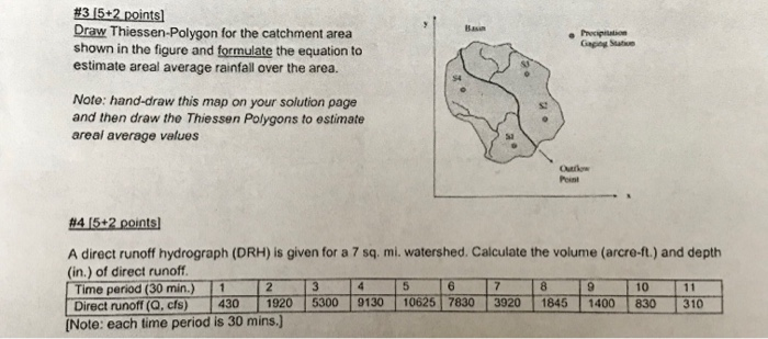 Solved #315-2points1 Draw Thiessen-Polygon for the catchment | Chegg.com
