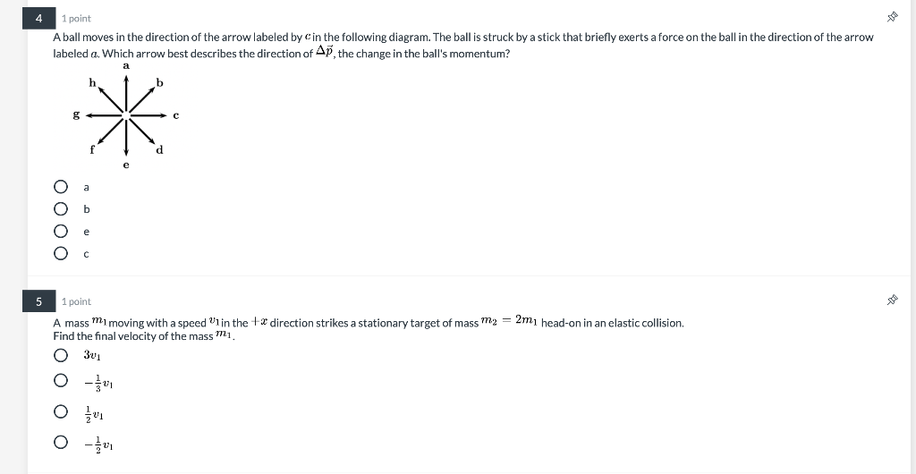 Solved 4 1 point A ball moves in the direction of the arrow | Chegg.com