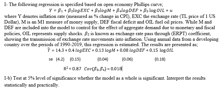 Solved I- ﻿The following regression is specified based on | Chegg.com