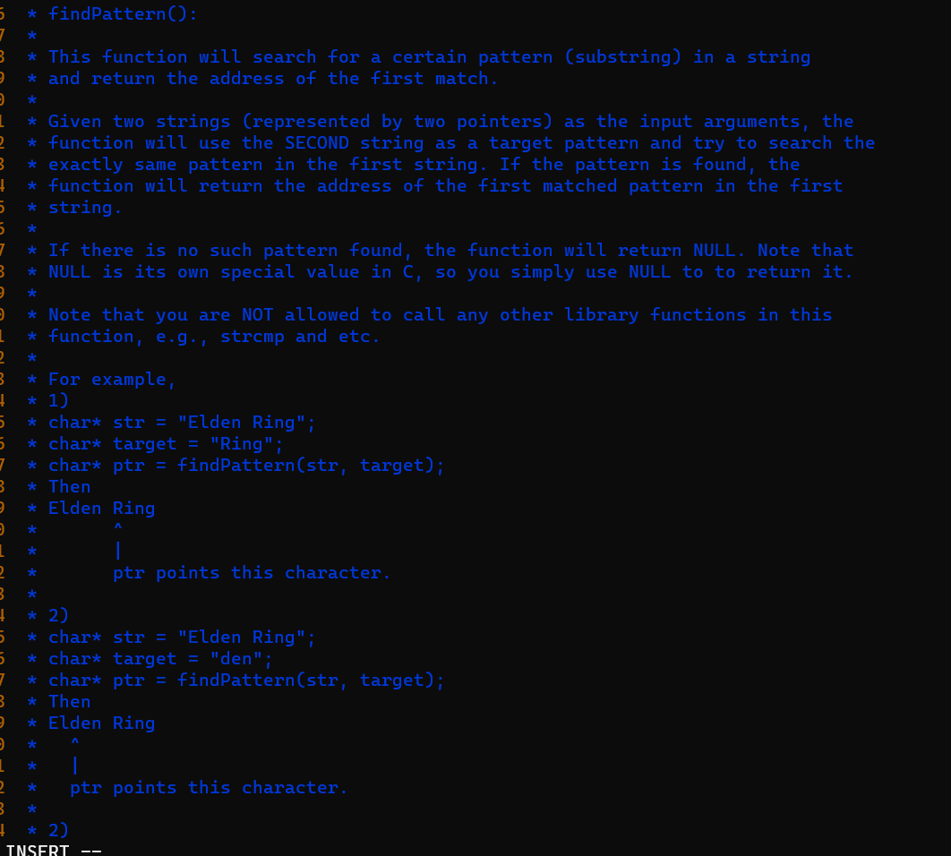 Solved * findPattern(J: * This function will search for a | Chegg.com