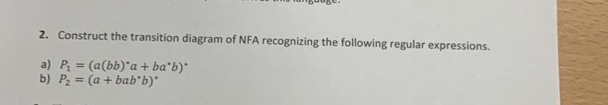 Solved Construct the transition diagram of NFA recognizing | Chegg.com
