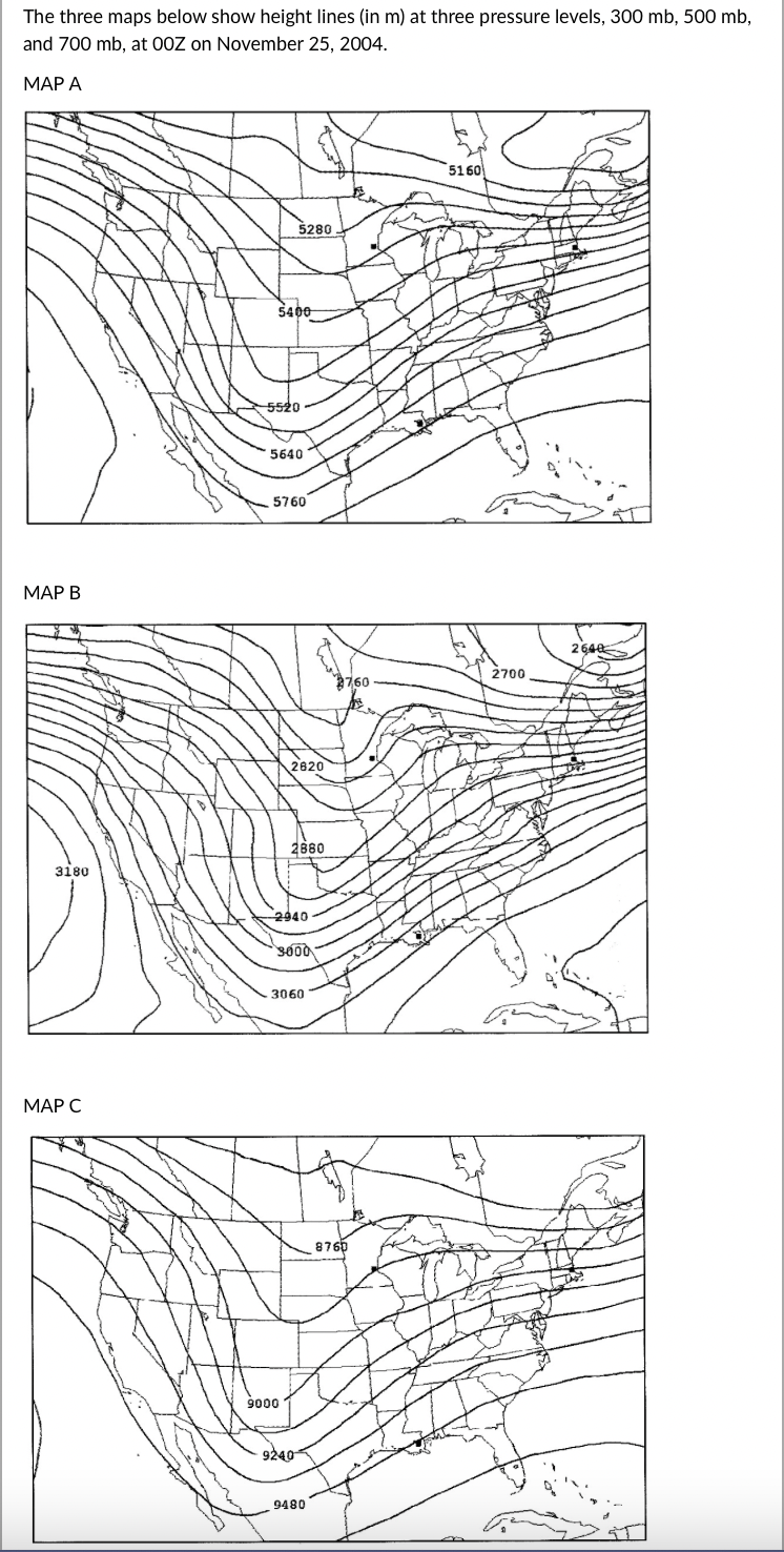 Solved The three maps below show height lines (in m) at | Chegg.com