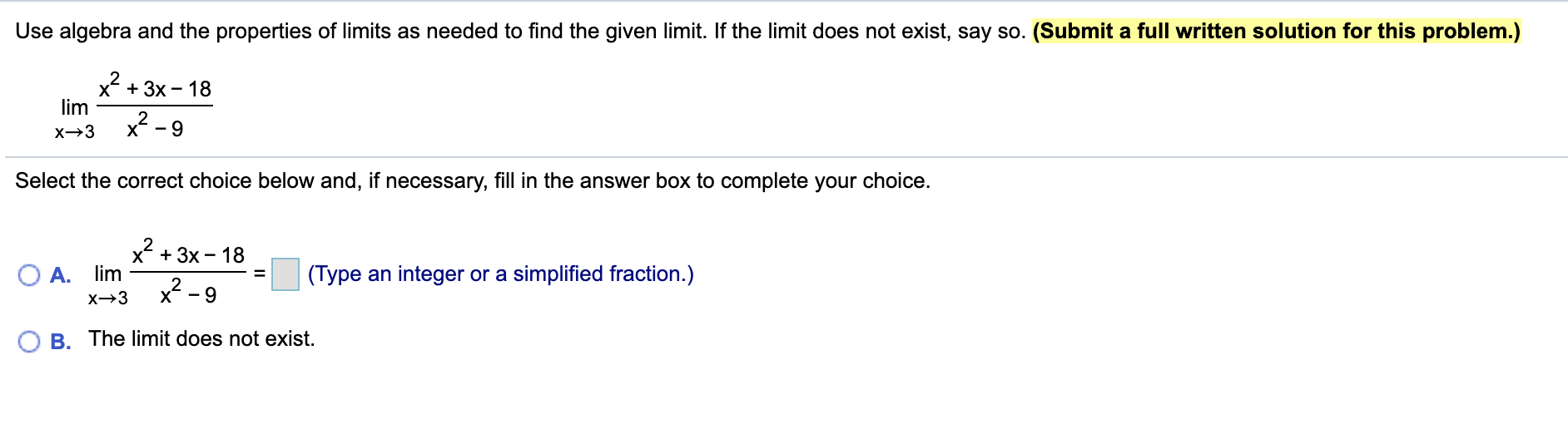 Solved Use algebra and the properties of limits as needed to | Chegg.com