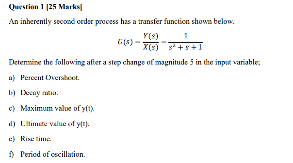Solved An inherently second order process has a transfer | Chegg.com
