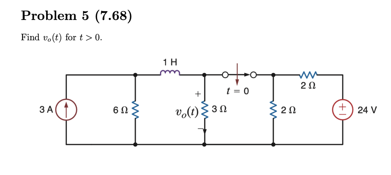 Solved Problem 5(7.68 Find vo(t) for t>0. | Chegg.com