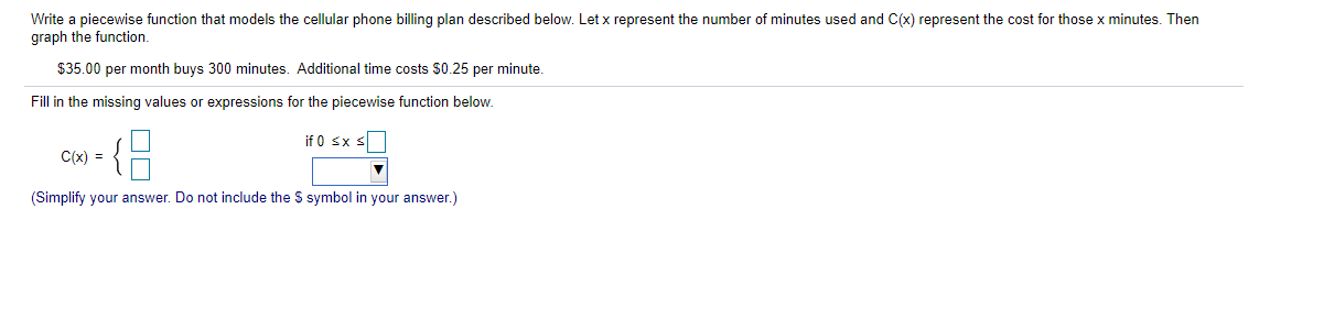 Solved Write a piecewise function that models the cellular | Chegg.com