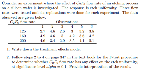 Solved Consider an experiment where the effect of C2F6 flow | Chegg.com