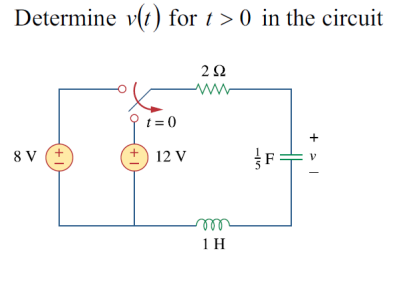 Solved Determine v(t) for t>0 in the circuit | Chegg.com