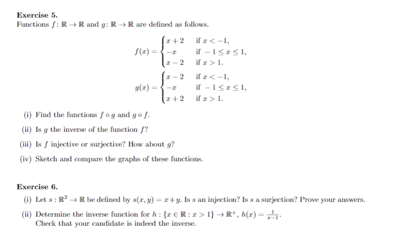Solved Exercise 5 Functions f: R-> R and g: R - R are | Chegg.com