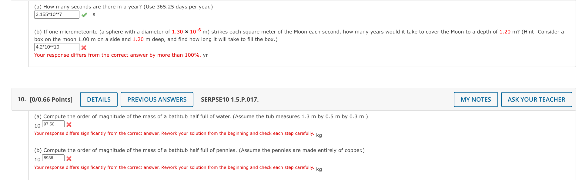 Solved (a) How many seconds are there in a year? (Use 365.25 | Chegg.com