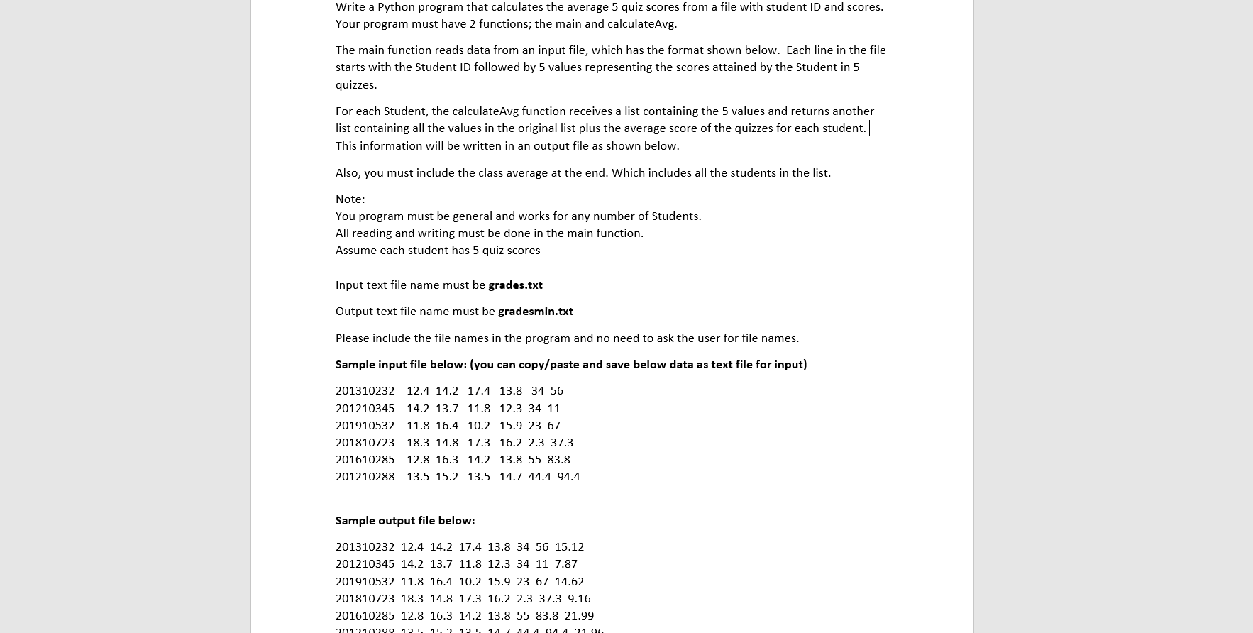 Solved Write a Python program that calculates the average 5 | Chegg.com