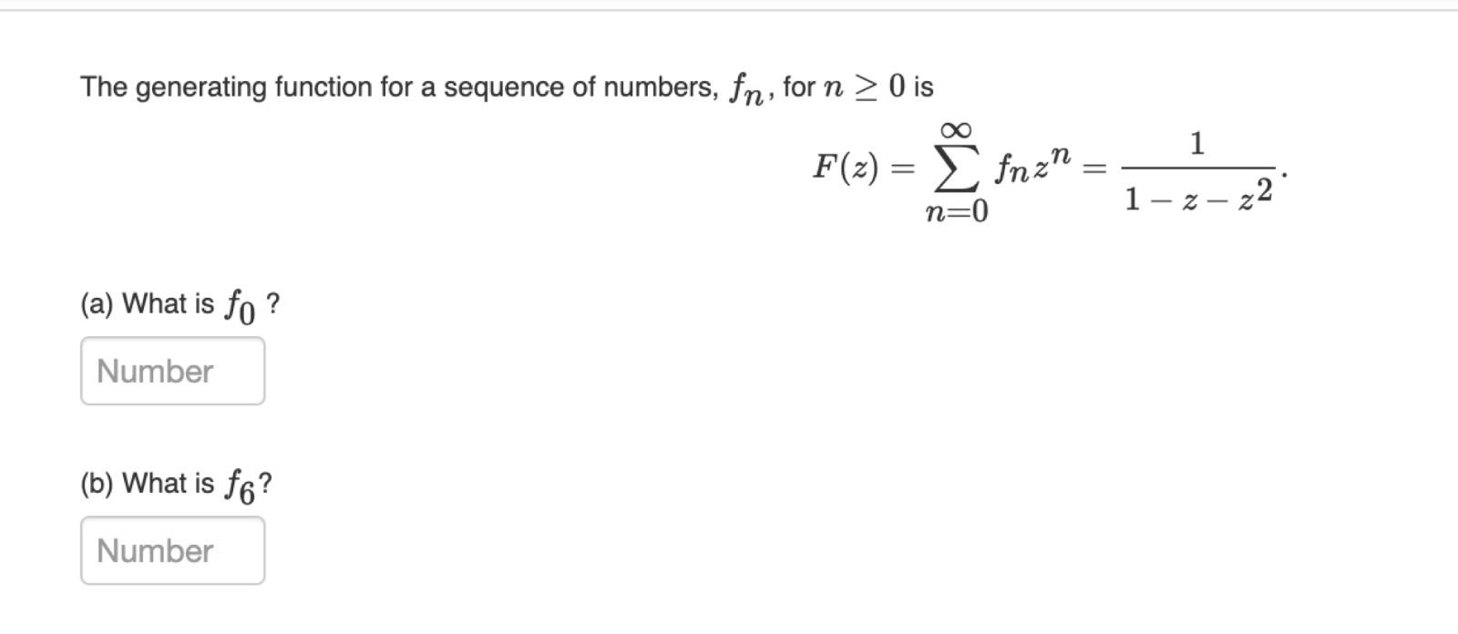 Solved The generating function for a sequence of numbers, | Chegg.com