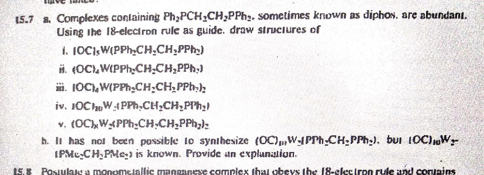 15.7 2. Complexes containing Ph2PCH,CH,PPhg. | Chegg.com