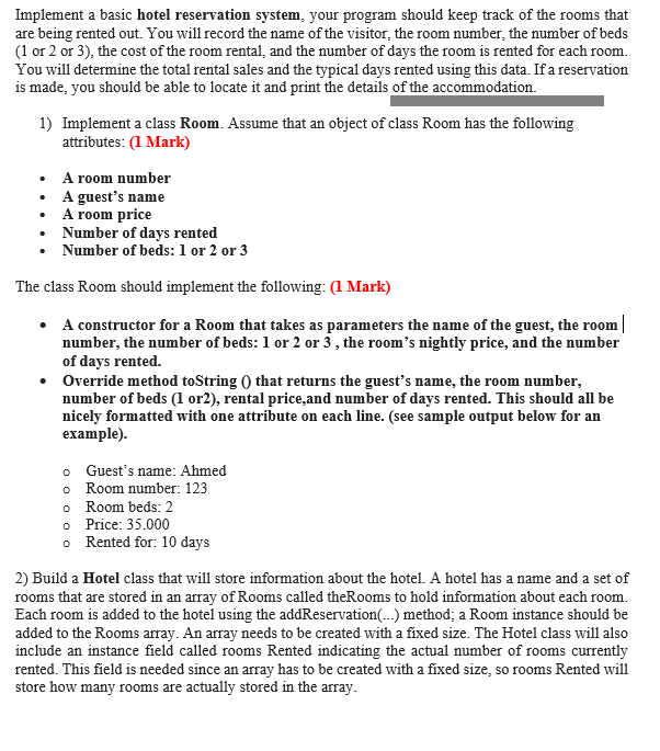 Solved Implement a basic hotel reservation system, your | Chegg.com