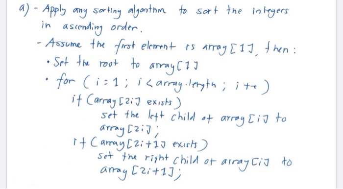 Solved Design An Algorithm To Build A Binary Minheap From 0176