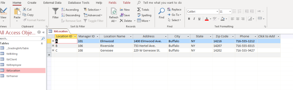Open the tblLocation table in Design View. Change | Chegg.com