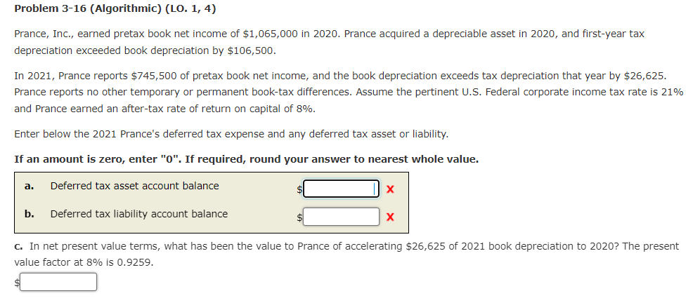 Solved Prance, Inc., earned pretax book net income of | Chegg.com