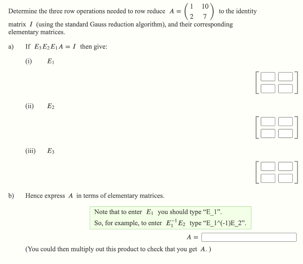Solved 1 10 Determine the three row operations needed to row | Chegg.com