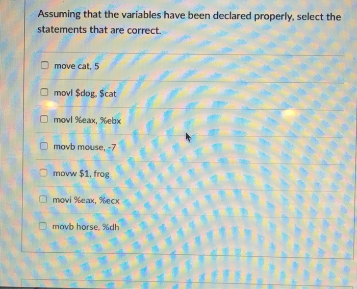 Solved Which Of The Following Are Syntactically Correct For 