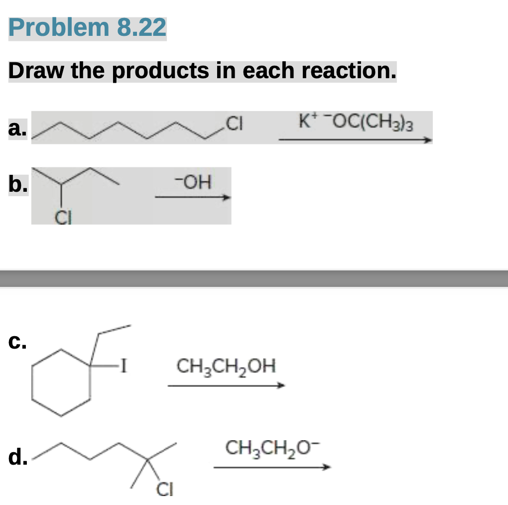Solved Draw the products in each reaction. a. b. c. d. | Chegg.com