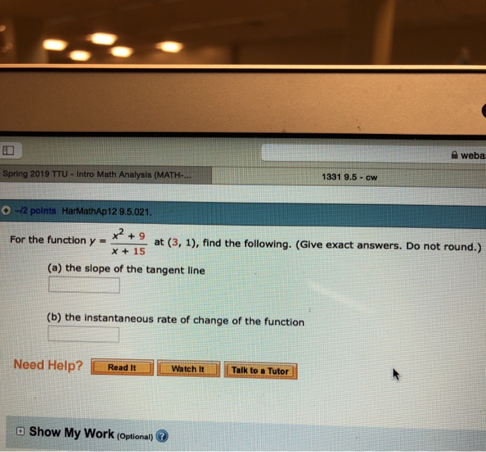 Solved weba Spring 2019 TTU- Intro Math Analysis (MATH 1331 | Chegg.com