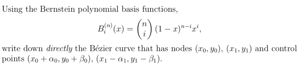 Solved Using t he Bernstein polynomial basis functions, | Chegg.com