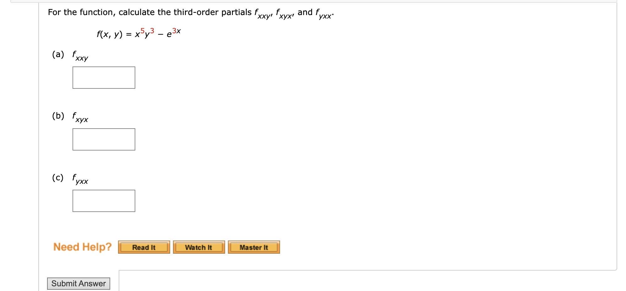 Solved For the function, calculate the third-order partials | Chegg.com