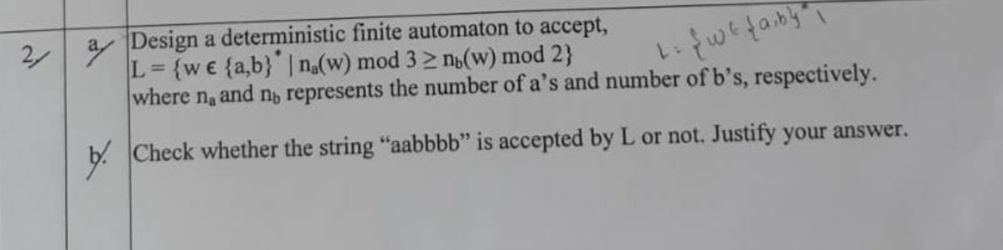 Solved a. Design a deterministic finite automaton to accept, | Chegg.com