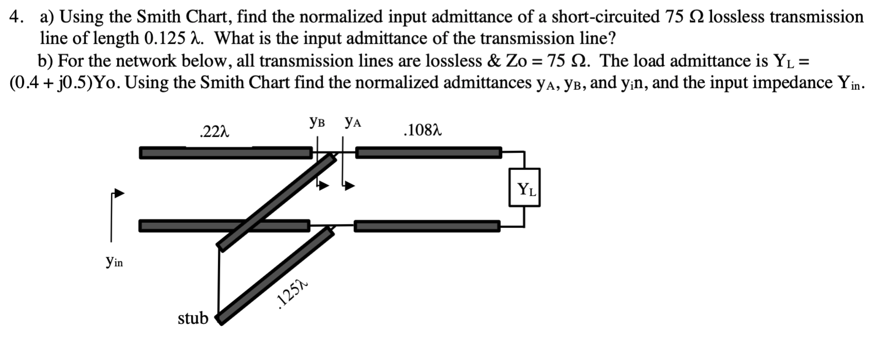 Solved 4. a) Using the Smith Chart, find the normalized | Chegg.com