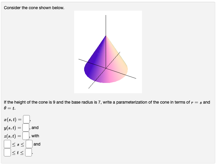 Solved Consider the cone shown below. If the height of the | Chegg.com