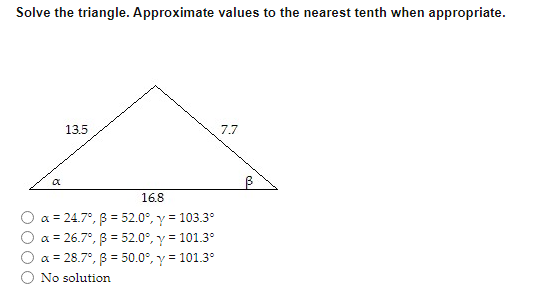 Solved Solve the triangle. Approximate values to the nearest | Chegg.com