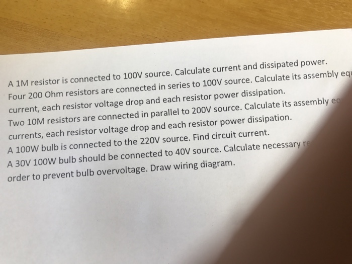 Solved A 1M resistor is connected to 100V source. Calculate | Chegg.com