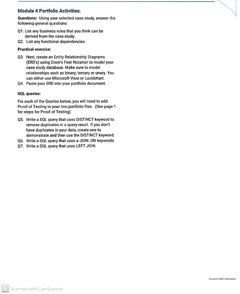 Module 2 Portfolio Activities: Check: If you have | Chegg.com