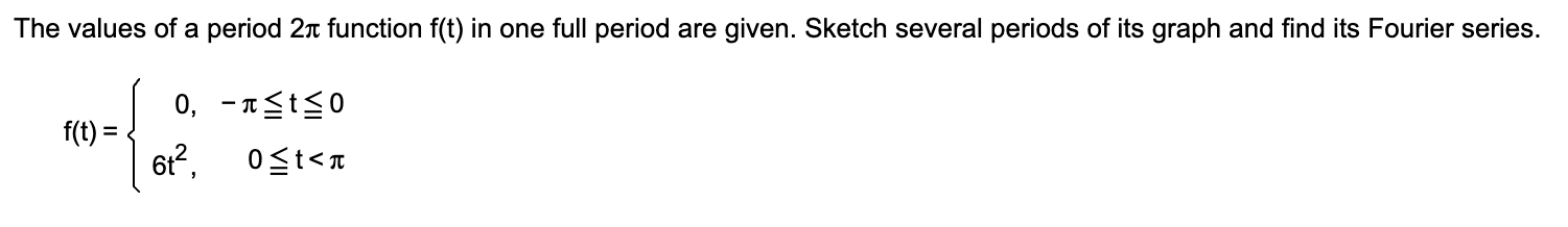 Solved The values of a period \\( 2 \\pi \\) function \\( | Chegg.com