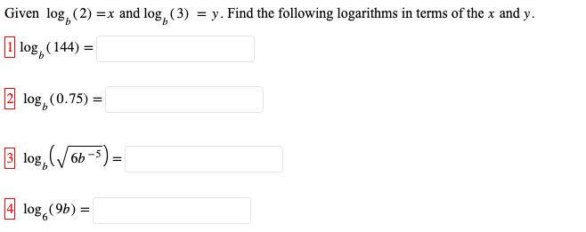 Solved Given Logb2x And Logb3y Find The Following 
