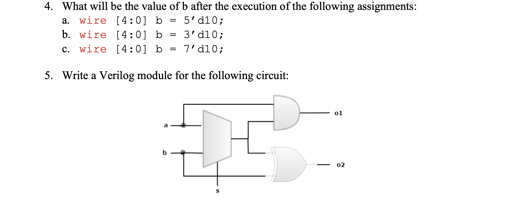 1. 2x4 Decoder: a. Write a Verilog module for a 2x4 | Chegg.com