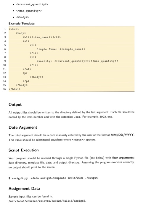 For this assignment, you will use Python3 to create a | Chegg.com