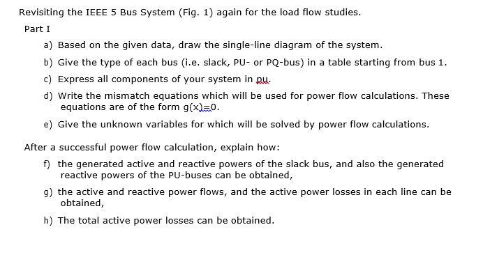 Revisiting the IEEE 5 Bus System (Fig. 1) again for | Chegg.com