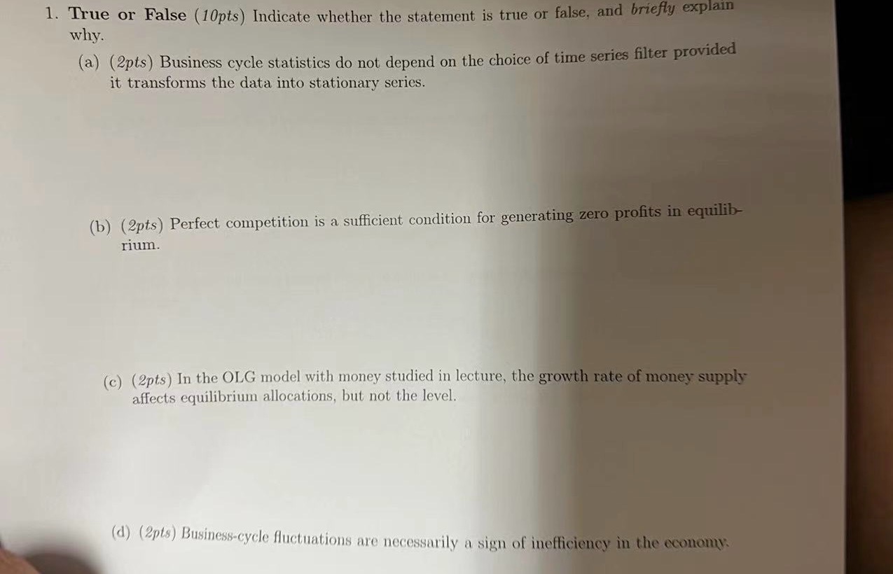 Solved True or False (10pts) ﻿Indicate whether the statement | Chegg.com