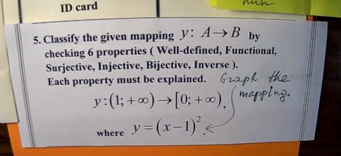 Solved ID card 5. Classify the given mapping y: AB by | Chegg.com