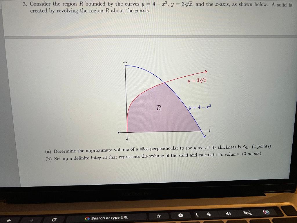 Solved 3. Consider the region R bounded by the curves y = 4 | Chegg.com