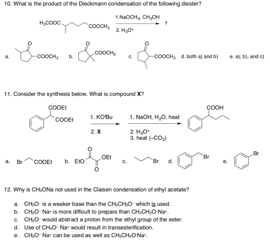Solved 10. What is the product of the Dieckmann condensation | Chegg.com