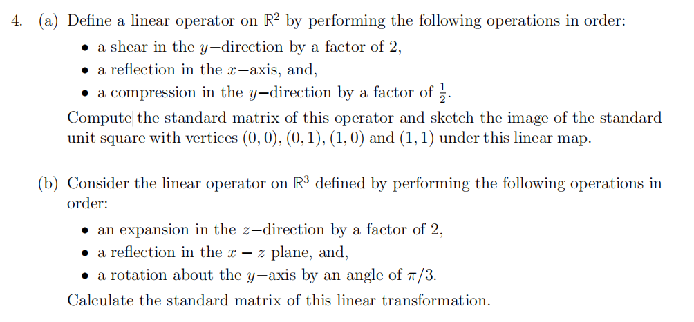 Solved (a) Define a linear operator on R2 by performing the | Chegg.com