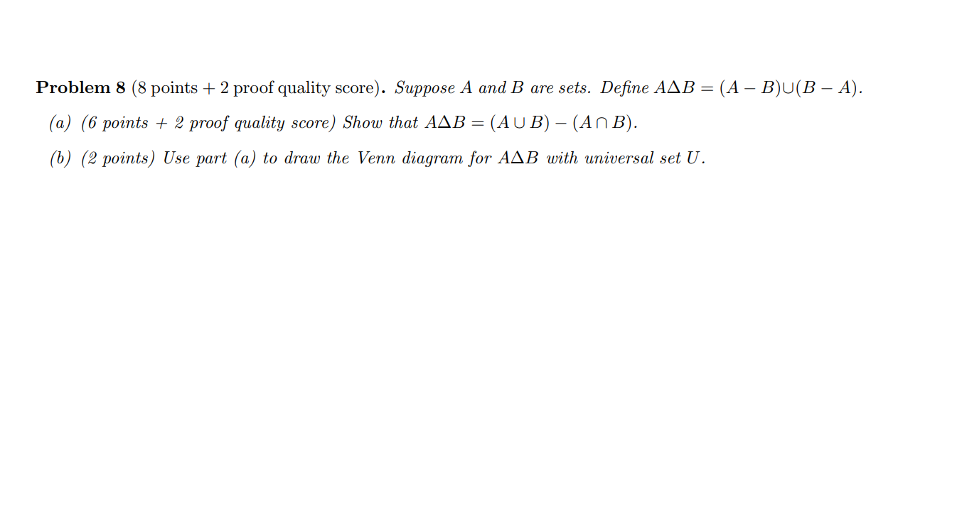Solved Problem 8 ( 8 ﻿points +2 ﻿proof quality score). | Chegg.com