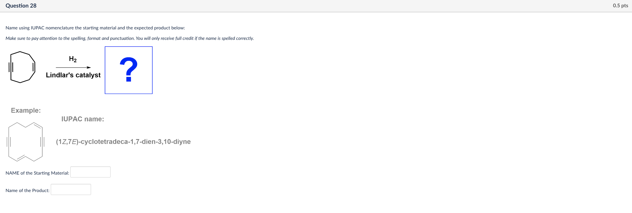 Solved Name using IUPAC nomenclature the starting material | Chegg.com