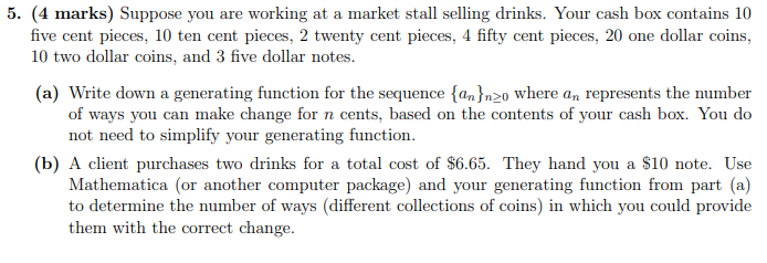 Solved Suppose you are working at a market stall selling | Chegg.com