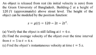 Solved An object is released from rest (its initial velocity | Chegg.com