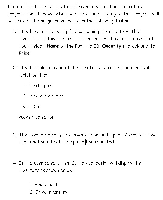 Solved The goal of the project is to implement a simple | Chegg.com